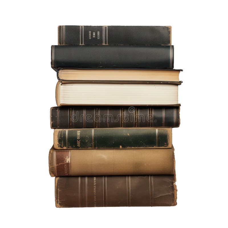 Stack of Old Leather Bound Books Forming a Tower of Knowledge Stock ...