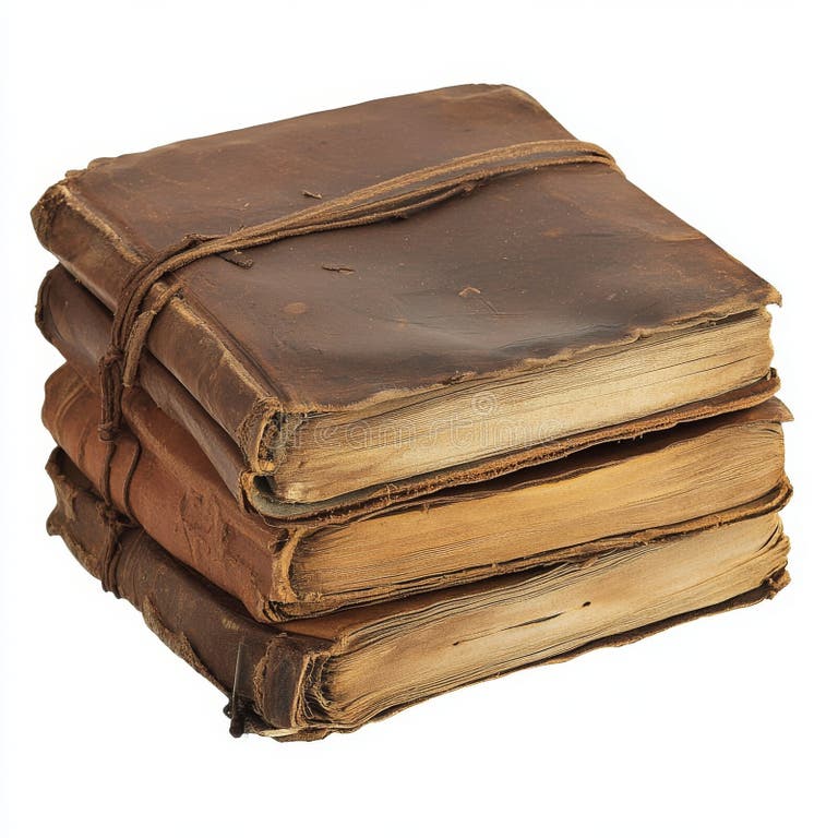 A Stack of Old Leather-bound Books with Transparent Backgrounds and ...
