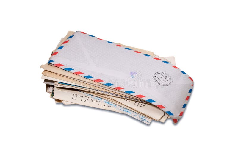 Stack of Old Letters, Isolated on White. Time and Memory Concept Stock ...