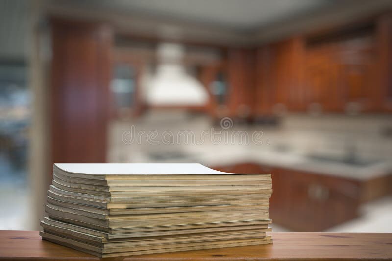 Stack of Old Magazines on Wooden Table Stock Photo - Image of furniture ...