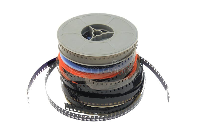 Stack of Old Movie Film on Plastic Reel on White Stock Photo - Image of ...