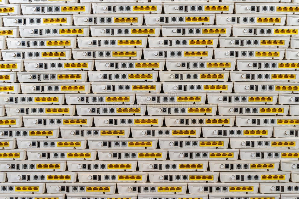 Stack of Old Network Device, Internet Wifi Router and Modem, Electronic ...