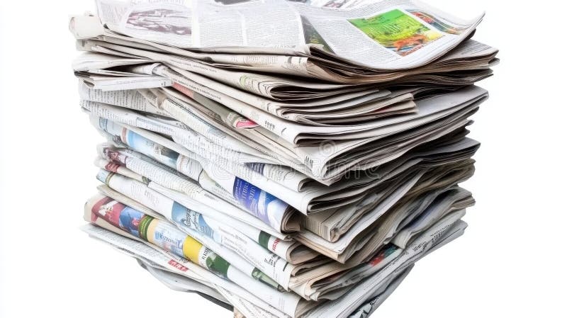 Stack of Old Newspapers Isolated on White Background Stock Illustration - Illustration of ...