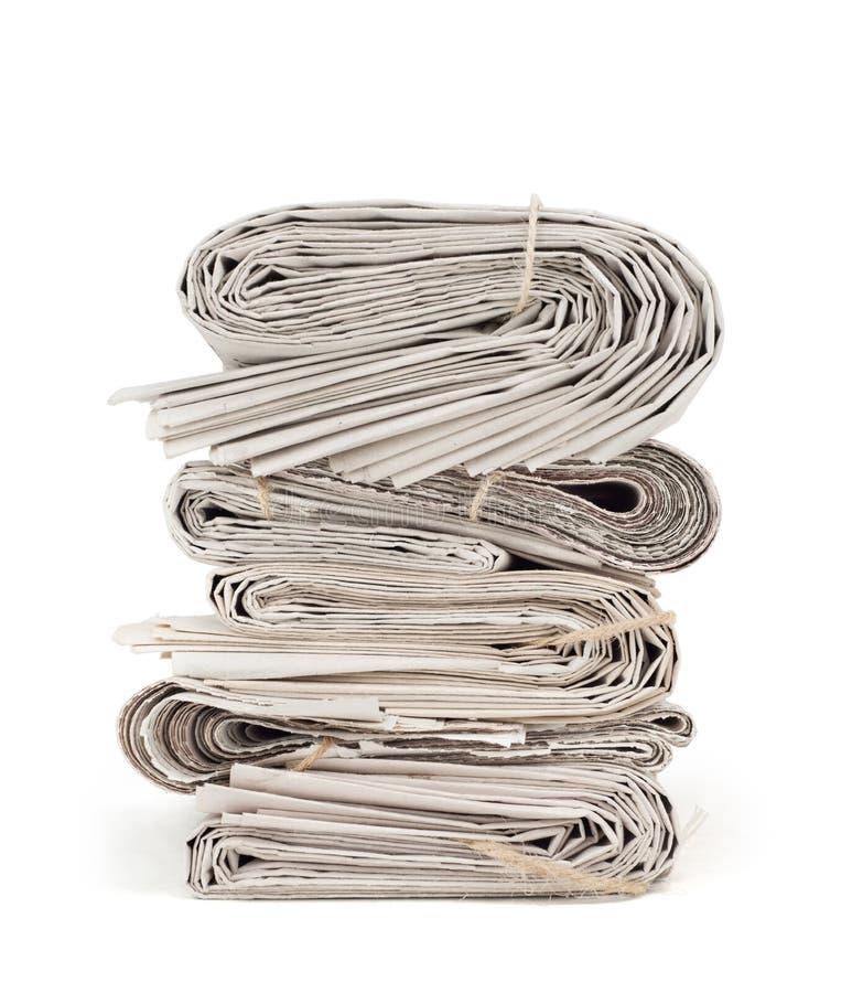 A Stack of Old Newspapers Isolated on White Stock Image - Image of ...
