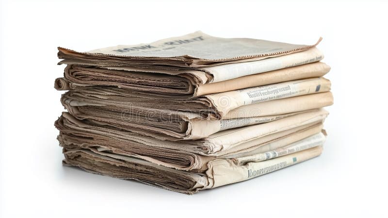 Stack of Old Newspapers Piled on a White Surface in a Close Up View ...