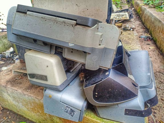 Electronic Waste (printer) Ready for Recycling Stock Image - Image of ...