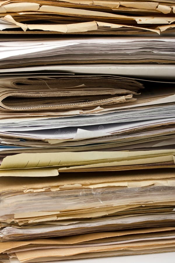 Stack of Old Paper Files As Background Stock Image - Image of office ...
