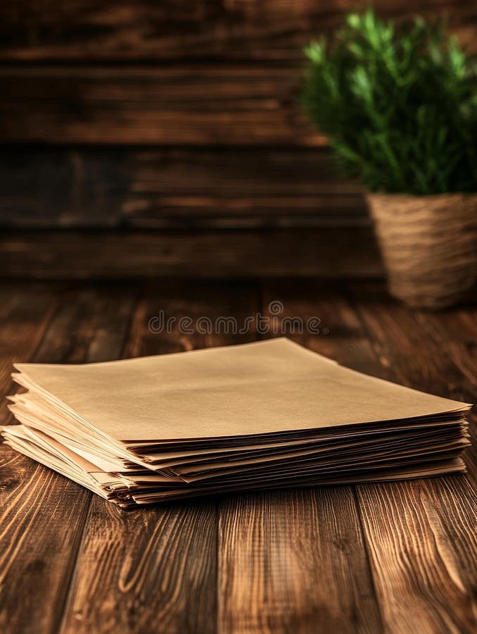 Stack of Old Paper Files on a Wooden Table Symbolizing History ...