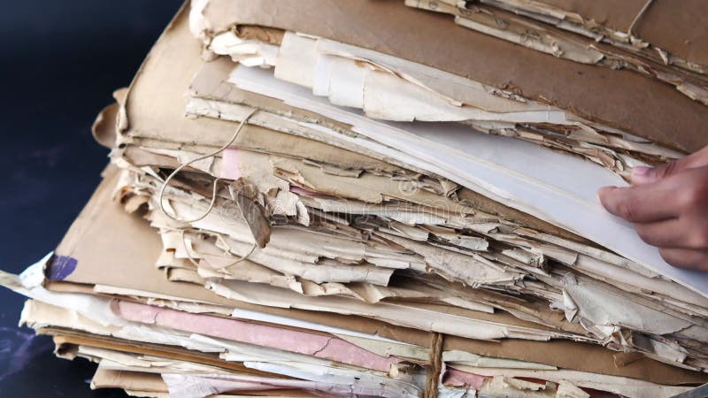 Stack of Old Papers on Table Stock Video - Video of ribbed, line: 232871225