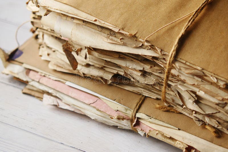 Stack of Old Papers on Table Stock Image - Image of decorative, brown ...