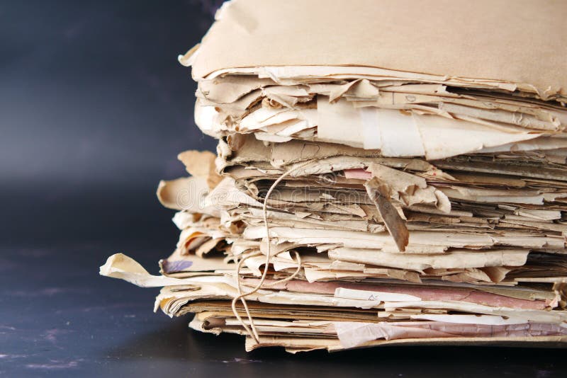 Stack of Old Papers on Table Stock Photo - Image of brown, texture ...
