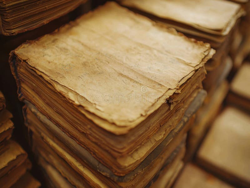 Stack of Old Papers with Vintage Look and Weathered Edges Evoking a ...