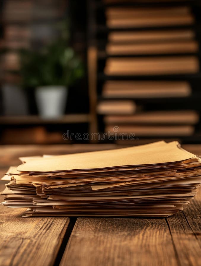 A Stack of Old Papers on a Wooden Table Symbolizing History Knowledge ...