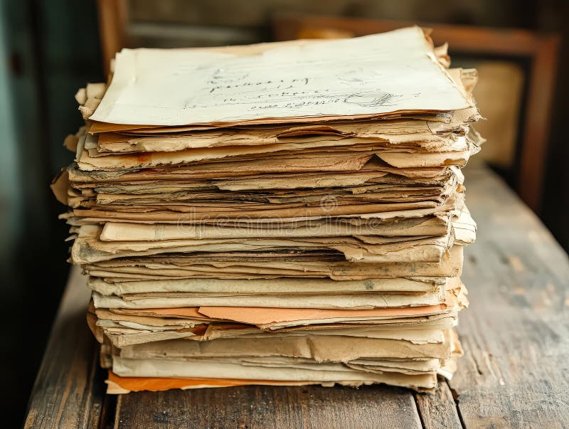 Stack of Old Papers with Writing on Them Stock Image - Image of vintage ...