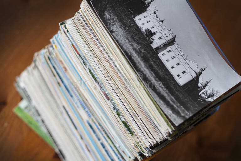 Stack of Old Postcards Collection Editorial Stock Photo - Image of ...