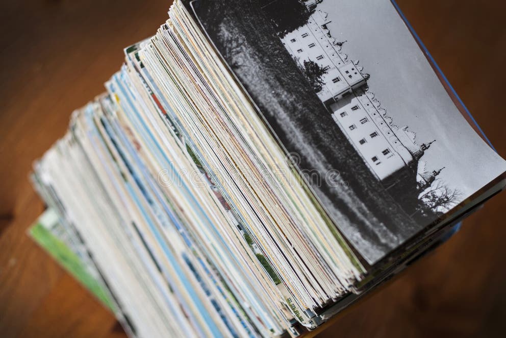 Stack of Old Postcards Collection Editorial Stock Photo - Image of ...