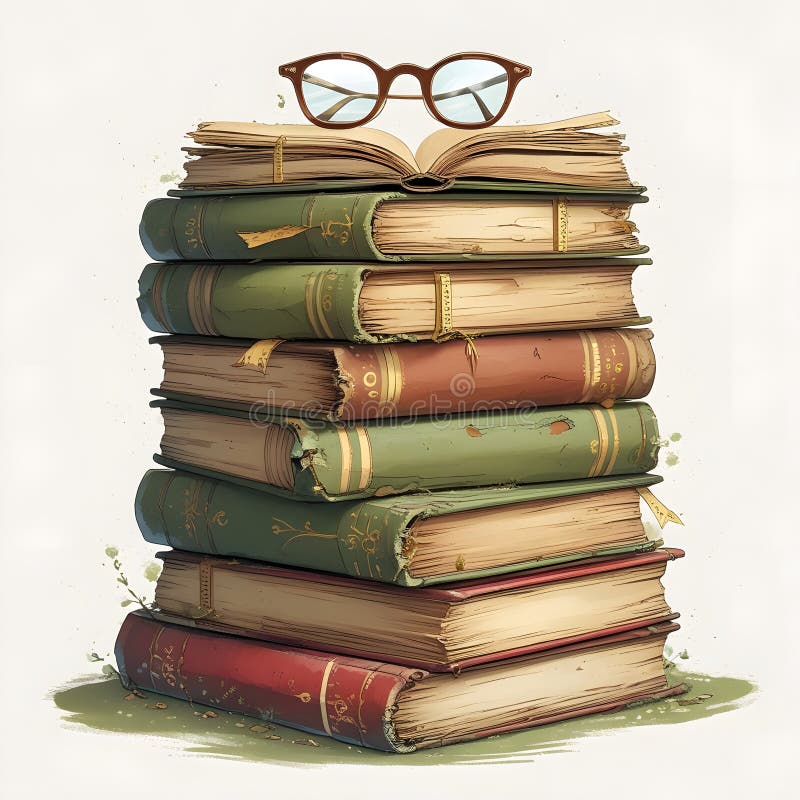 Stack of Old Reading Books, Isolated, IllustrationStack of Old Reading ...