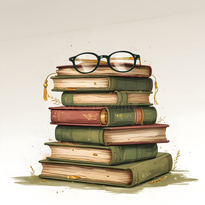 Stack of Old Reading Books, Isolated, IllustrationStack of Old Reading ...