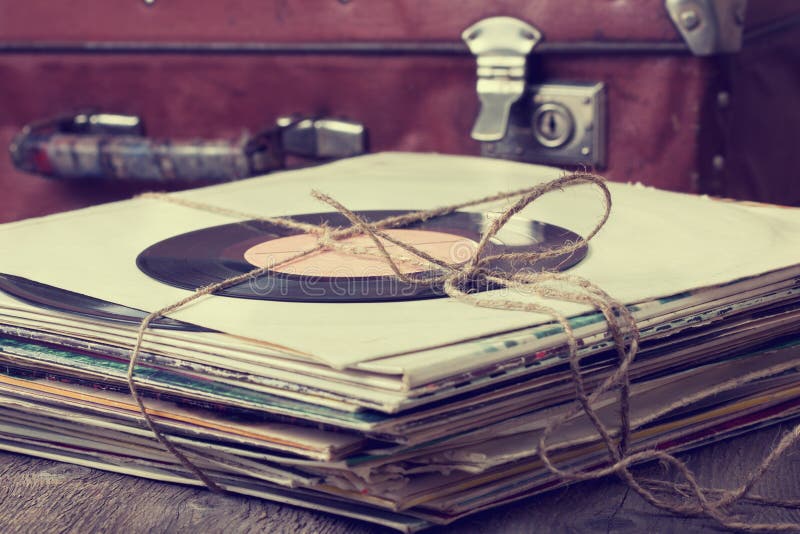 Stack of old records stock image. Image of paper, hipster - 77143083