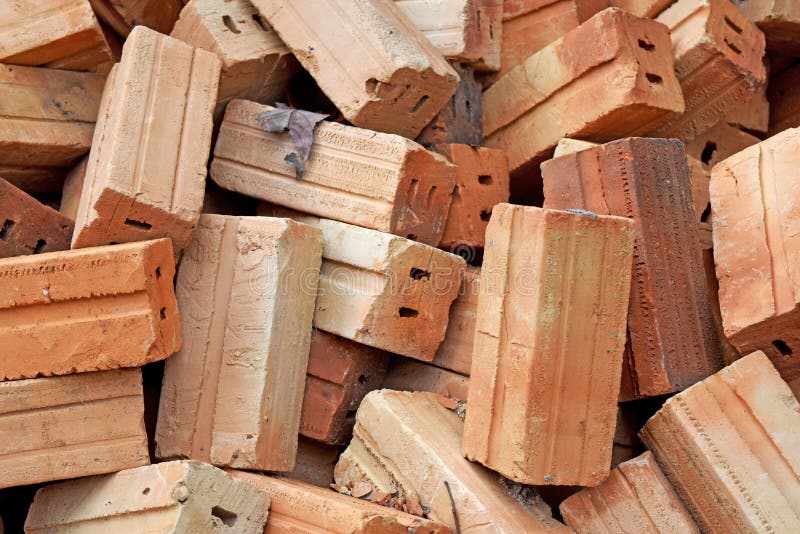 Stack of Old Red Bricks for the Construction. Stock Photo - Image of ...