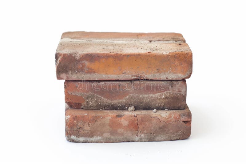 Stack of Old Red Bricks Isolated on White Background Stock Photo ...