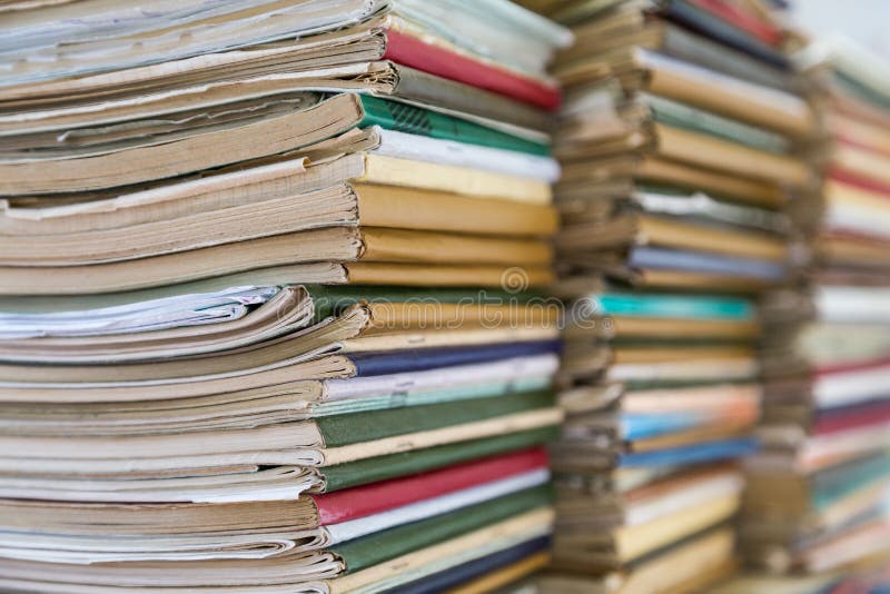 A Stack of Old School Notebooks. Multicolored Cover Stock Photo - Image ...