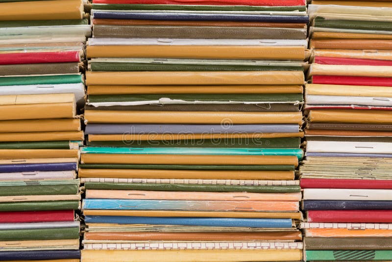 A Stack of Old School Notebooks. Multicolored Cover Stock Photo - Image ...