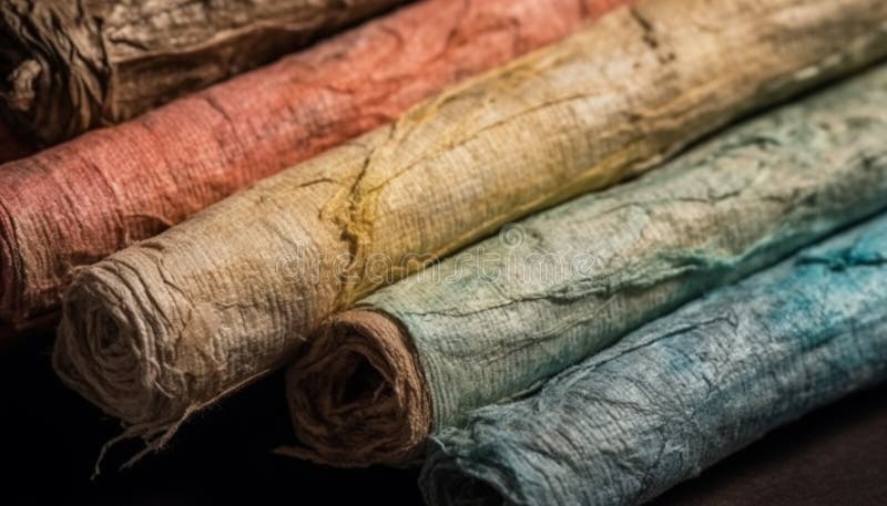 Stack of Old Silk Textiles in Heap Generated by AI Stock Illustration ...