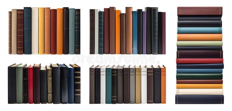 Stack of Old Standing Hardcover Books Isolated on Transparent ...