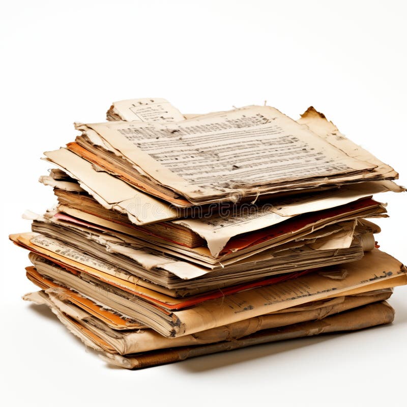 Stack of Old Tattered Sheet Music with Worn Pages and Torn Edges Stock ...