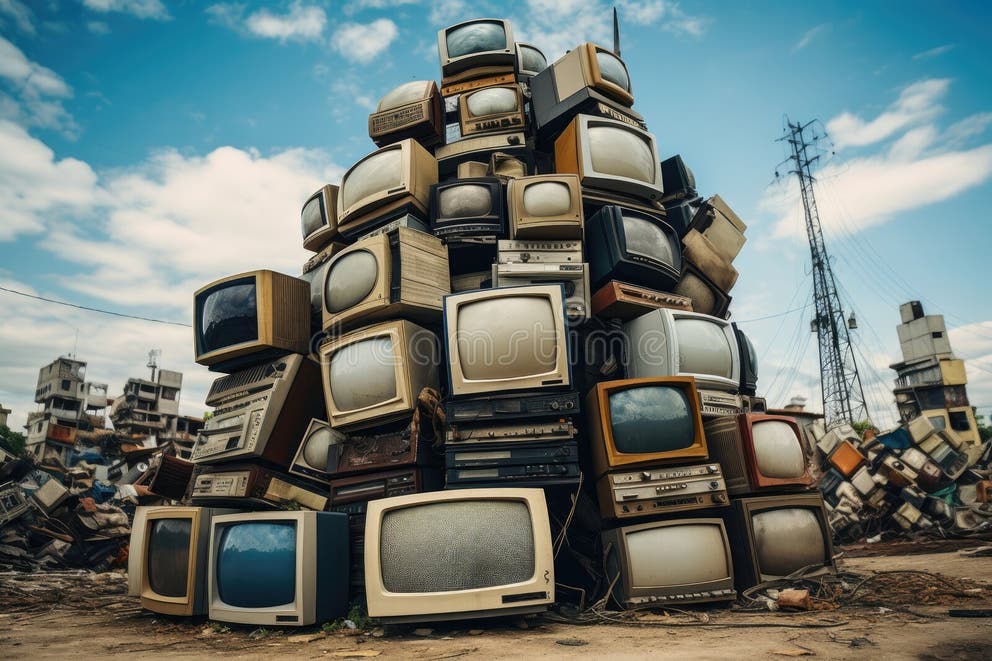 A Stack of Old Televisions, Piled on Top of Each Other, Illustrating ...
