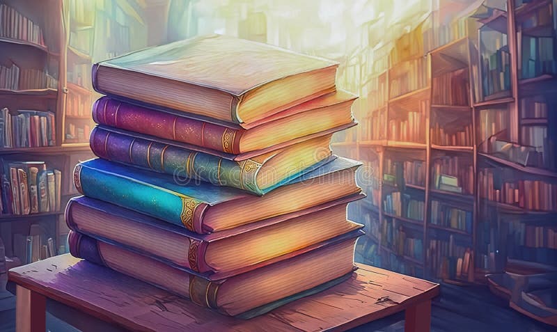 Stack of Old Tick Books on Various Subjects in a Library, AI Generated ...