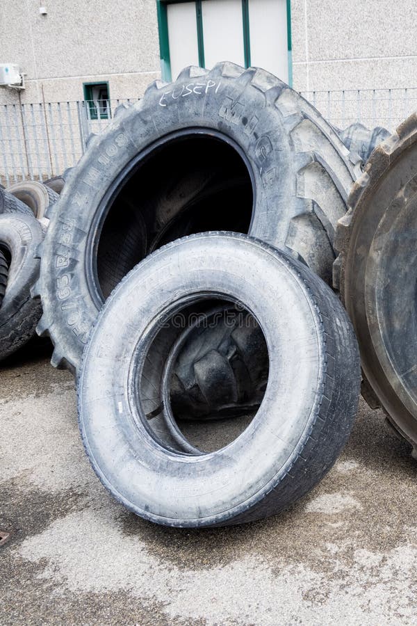 Stack of Old Used Tires of Different Sizes and Types in Abandoned Scrap ...