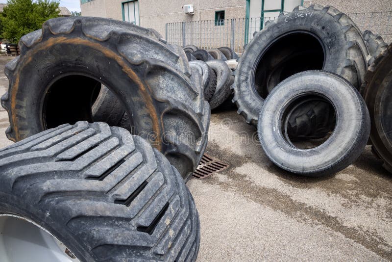 Stack of Old Used Tires of Different Sizes and Types in Abandoned Scrap ...