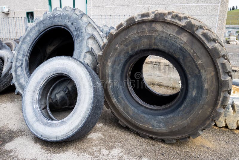 Stack of Old Used Tires of Different Sizes and Types in Abandoned Scrap ...