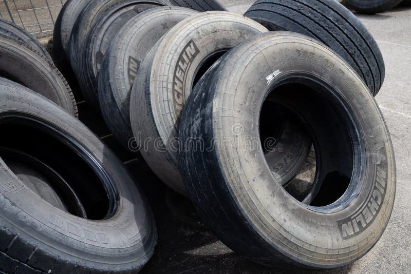 Stack of Old Used Tires of Different Sizes and Types in Abandoned Scrap ...