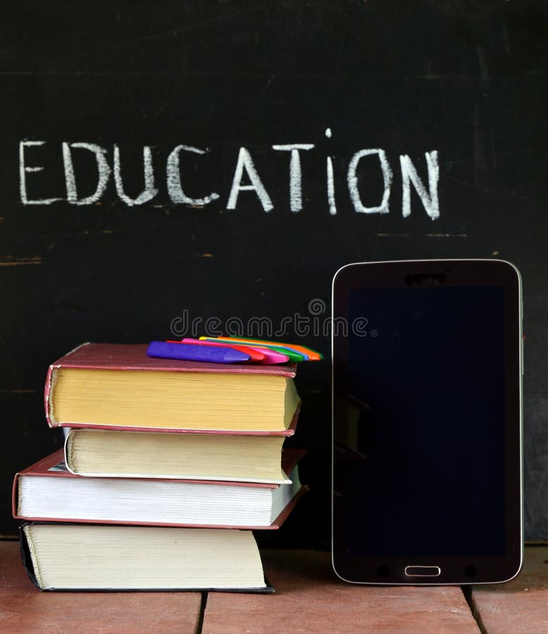 Stack of Old Vintage Books and Digital Tablet Stock Image - Image of ...