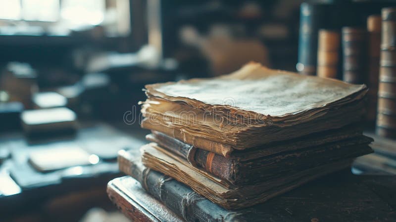 Stack of Old Vintage Books with Yellowed Pages Stock Image - Image of ...