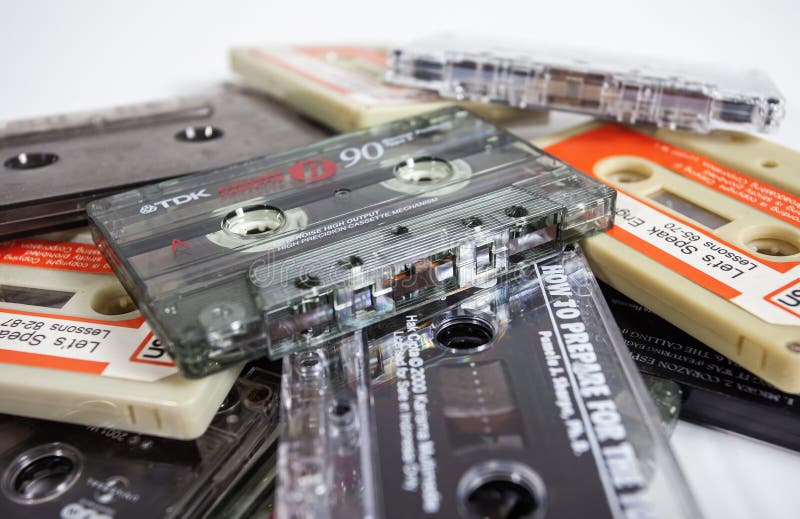 Stack of Vintage Cassettes Isolated on White Background Editorial Stock ...