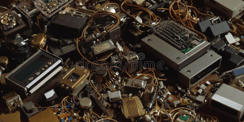 A Stack of Old, Vintage Computer Hardware Components Stock Illustration ...