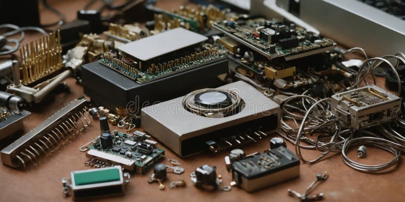 A Stack of Old, Vintage Computer Hardware Components Stock Illustration ...