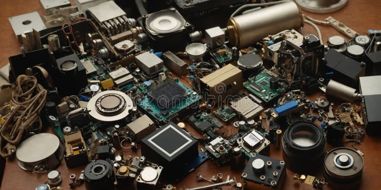 A Stack of Old, Vintage Computer Hardware Components Stock Illustration ...