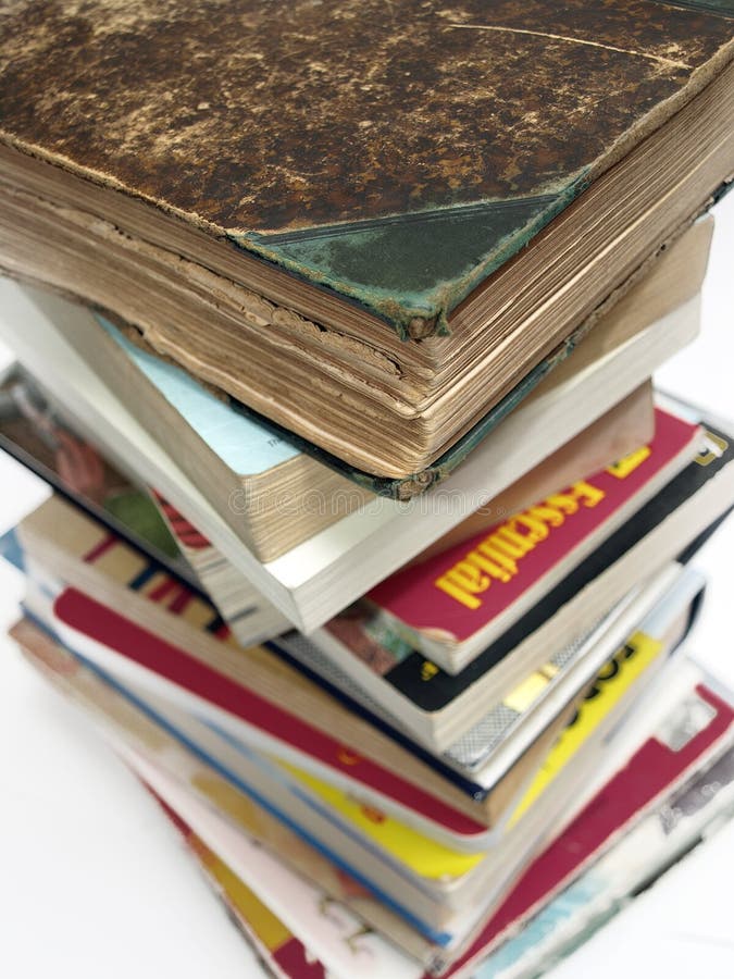 A Stack of Old Vintage and Modern Books Stock Photo - Image of paper ...