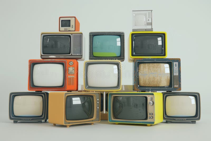 The Stack of Old Vintage Retro Televisions Stock Photo - Image of ...