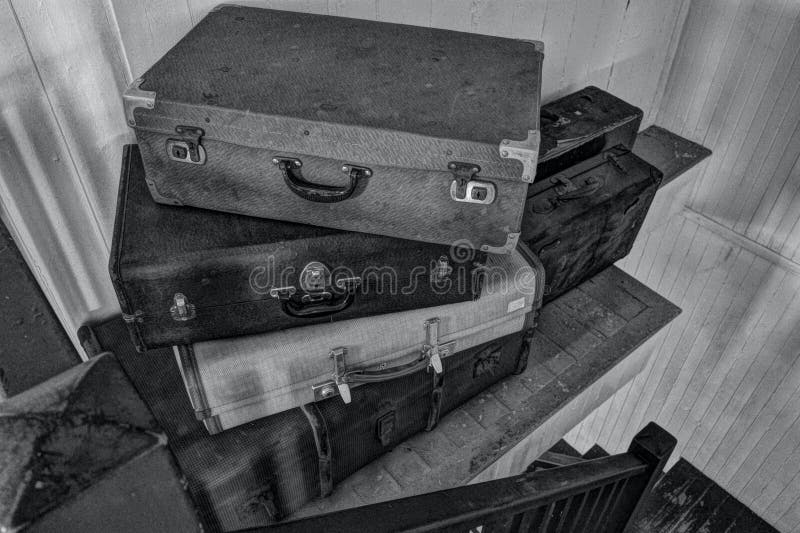 Vintage Suitcases Stacked on Top of Each Other with Pretty Flowers ...