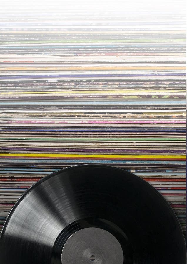 Stack of Old Vinyl Records. Stock Image - Image of collection, label ...