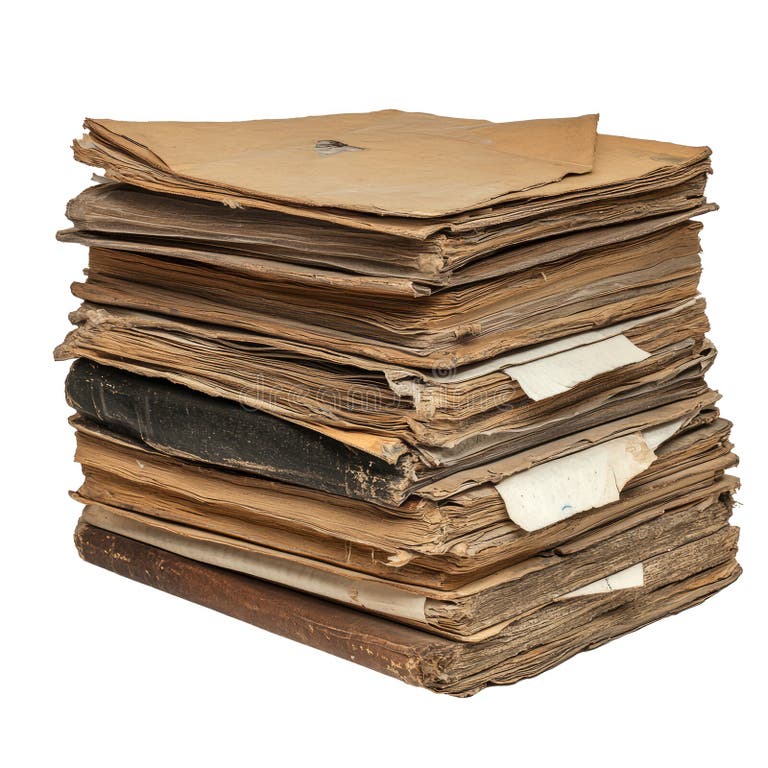 Stack of Old, Weathered Folders and Documents. Aged Paperwork Texture ...