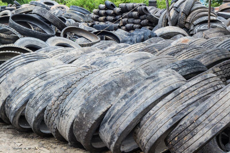 Stack of Old Wheel Black Tyre. Stock Photo - Image of track, black ...