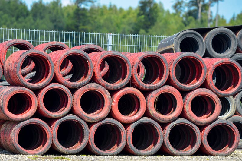 Stack of Old Wheel Black Tyre Texture Background. Stock Image - Image ...