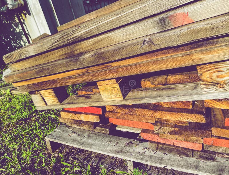 Stack of Old Wooden Pallets Stock Image - Image of broken, yard: 193421357